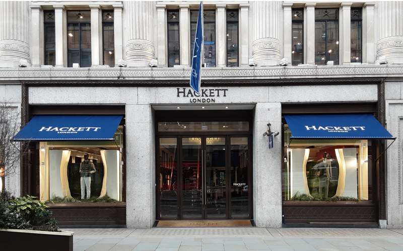 Commercial Traditional Awnings for Hackett Flagship Store